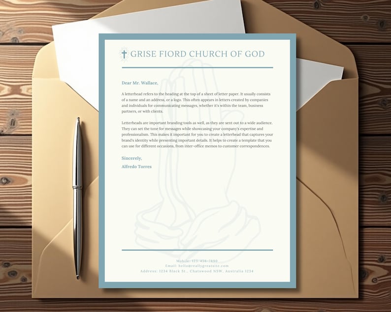 Blue Church Letterhead Template: Religious Stationery (microsoft Word ...