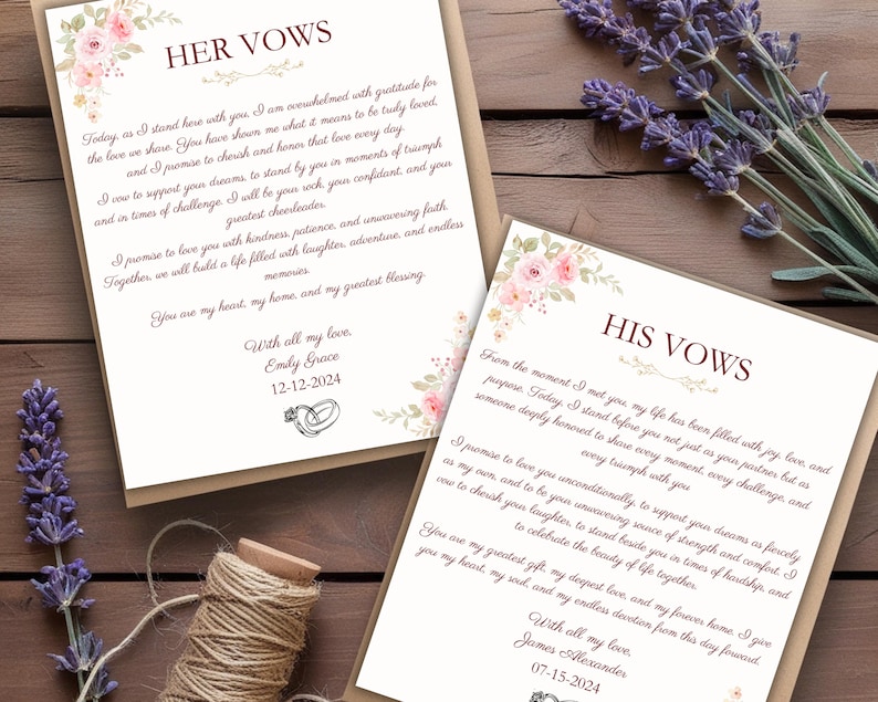 Editable Wedding Vows Template His and Her Vows Instant Download Vow ...