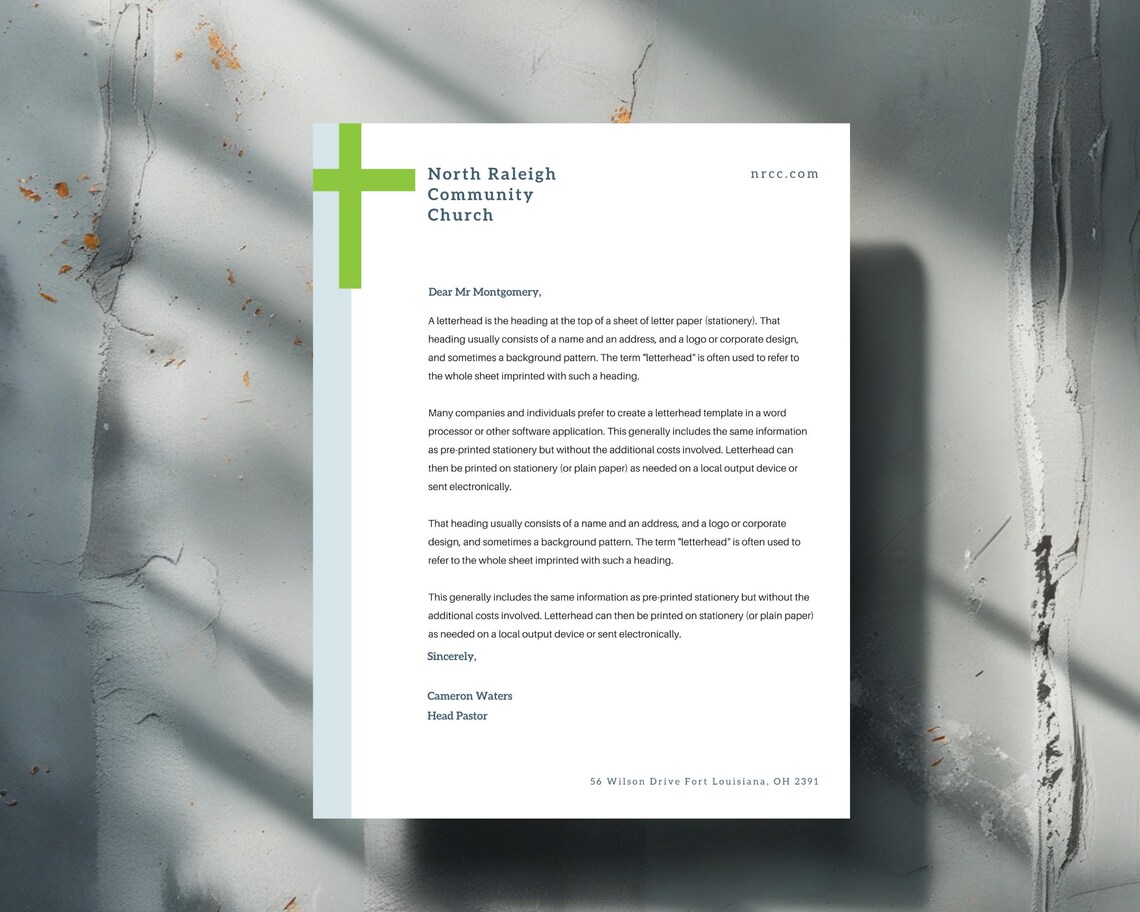 Editable Church Letterhead Template: Minimal Blue Cross Design (DOCX ...