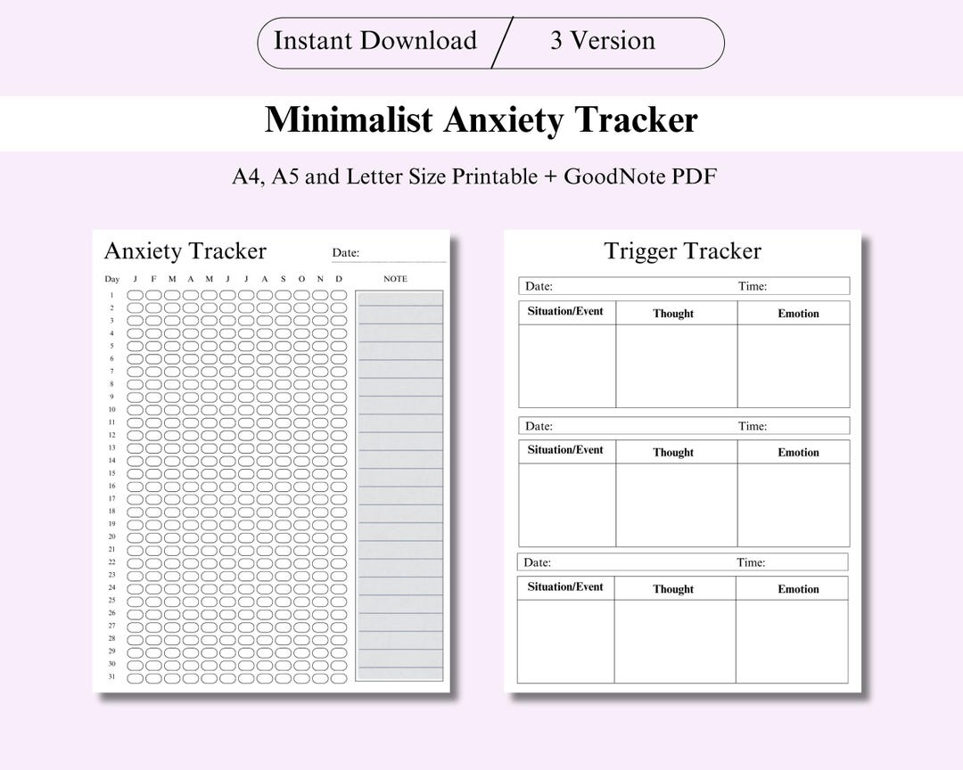 Anxiety Tracker Printable | for Students, Professionals, Teens ...