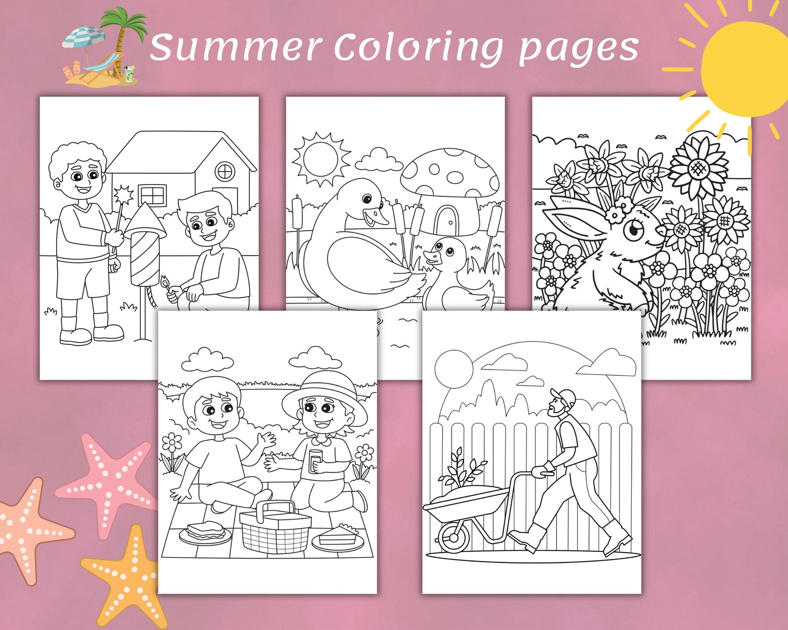 Kids Coloring Sheets Book Weather Seasons 40 Pages Bundle Digital ...