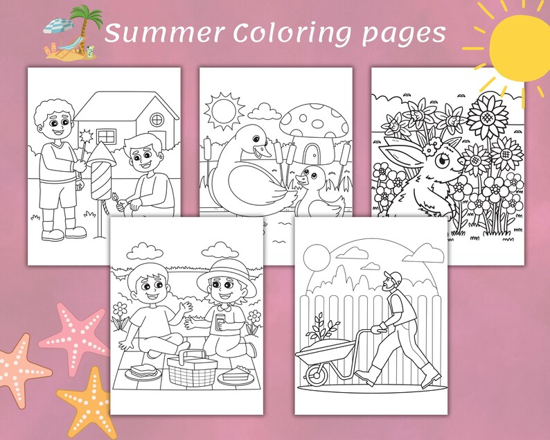 Kids Coloring Sheets Book Weather Seasons 40 Pages Bundle Digital ...