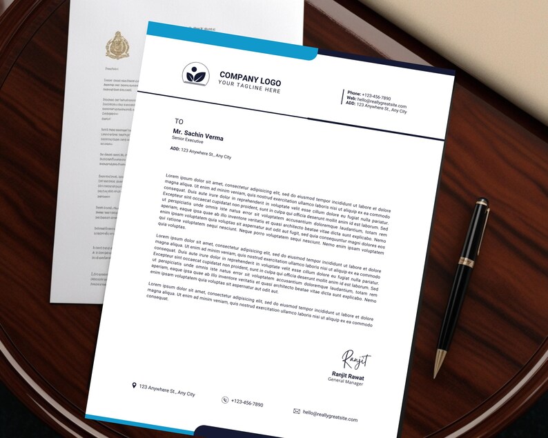 Modern Business Letterhead Template: Professional Design (word .docx ...
