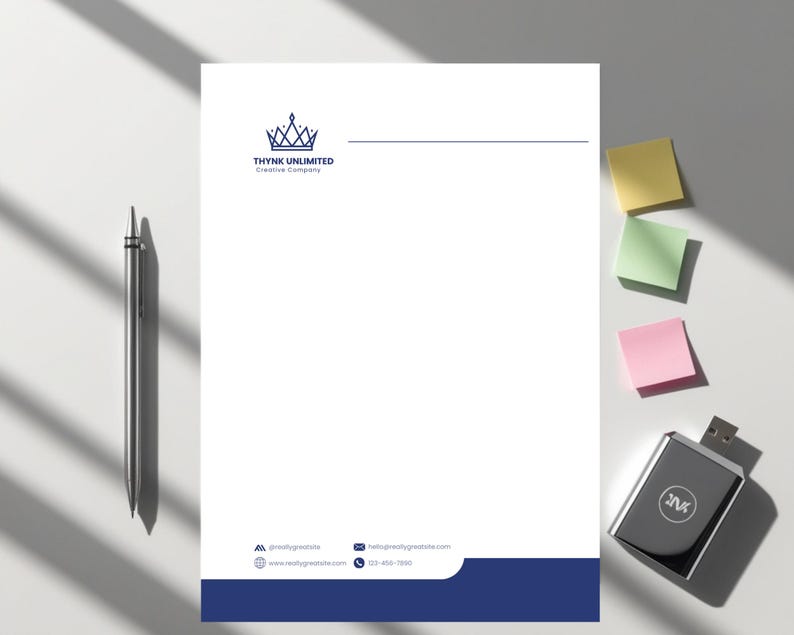Modern Business Letterhead Template Editable in Microsoft Word or Canva ...