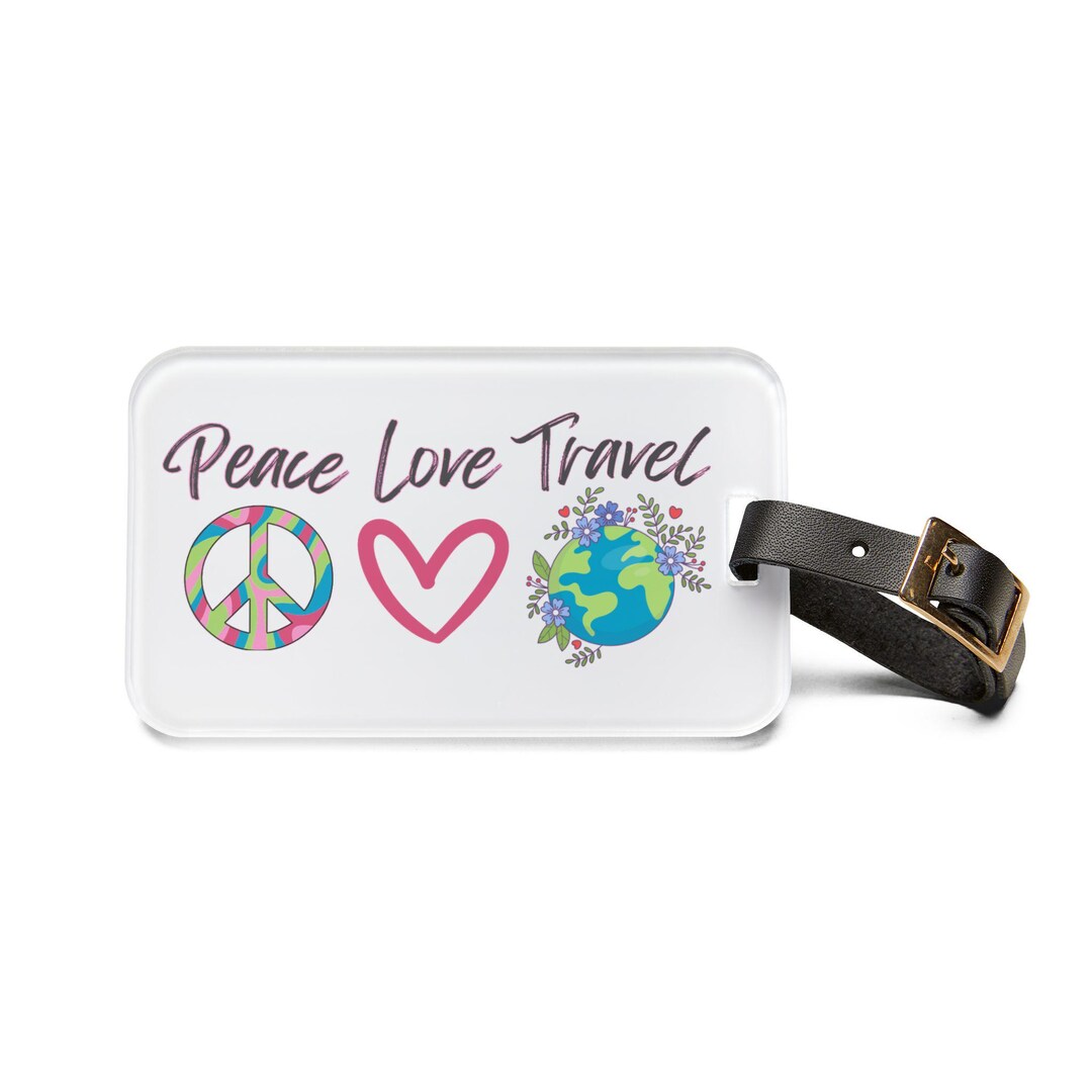 Colorful Peace Love Travel Luggage Tag, ID Slot, Durable Acrylic Bag ...