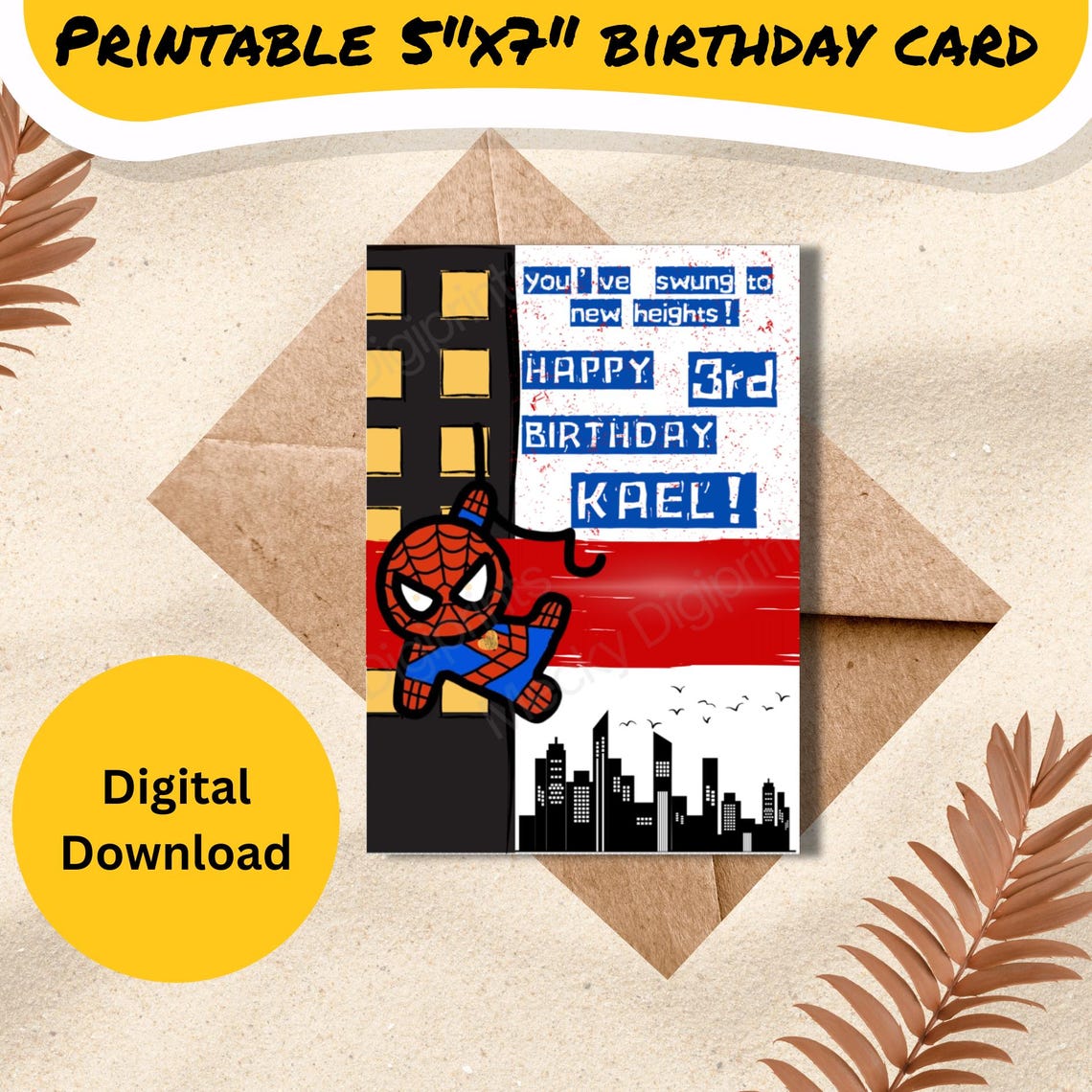 EDITABLE and PRINTABLE Birthday Card Birthday Spiderman Card Instant ...
