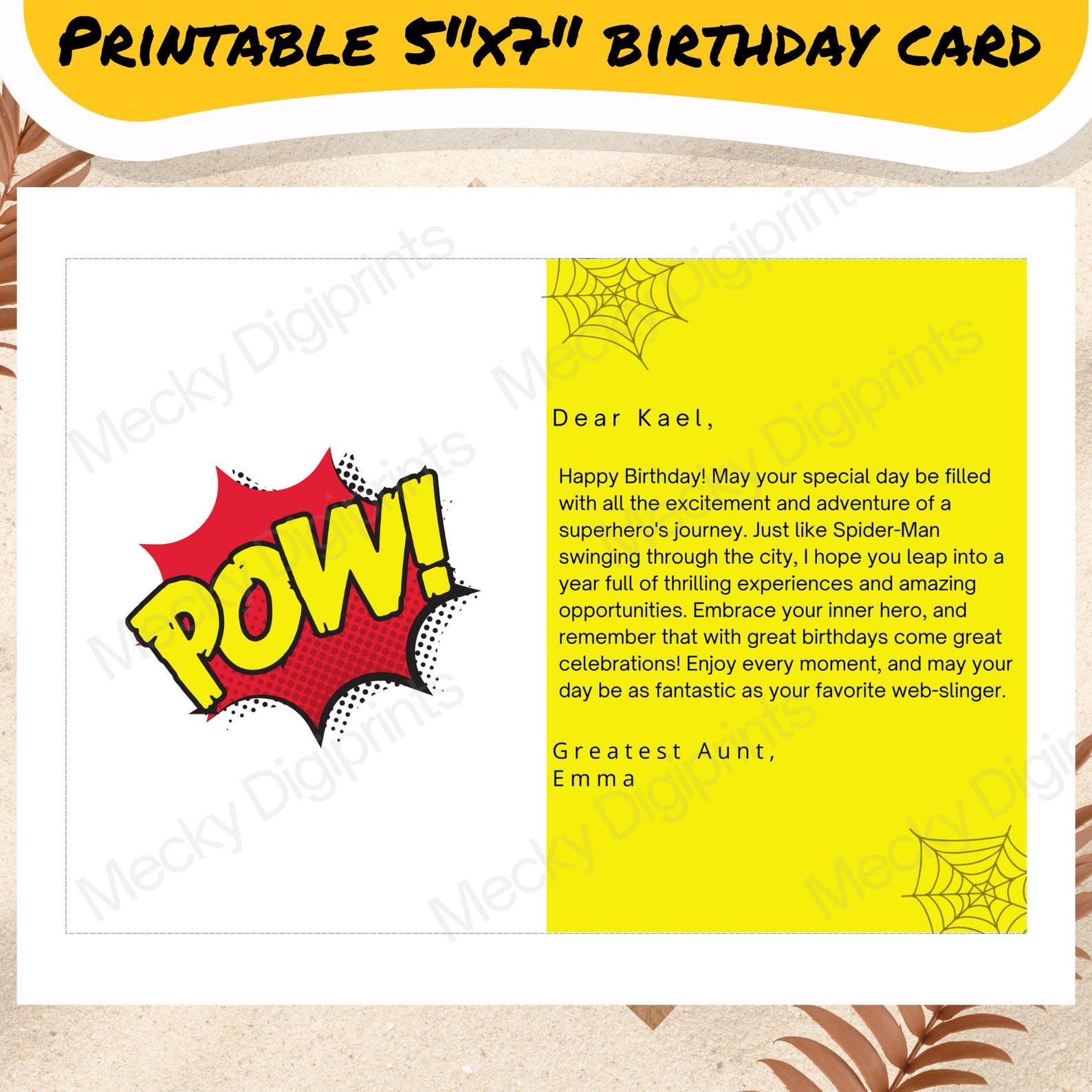 EDITABLE and PRINTABLE Birthday Card Birthday Spiderman Card Instant ...