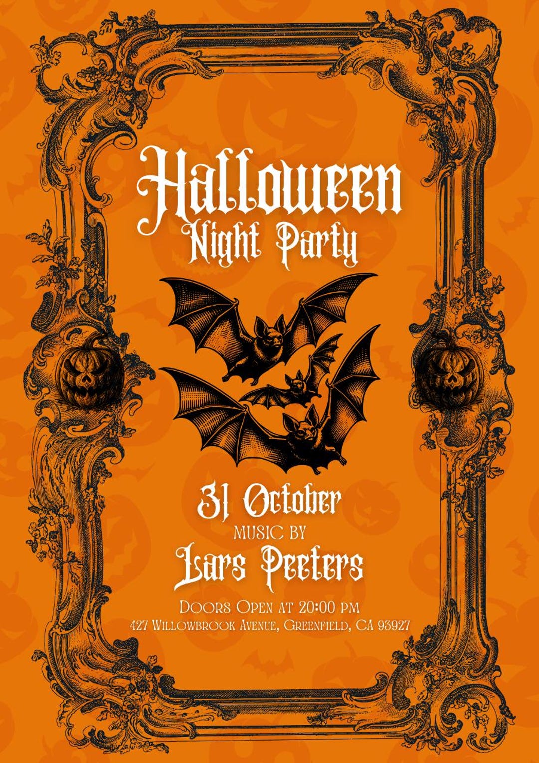 Halloween Night Party Invitation | Canva Editable Template | Spooky ...