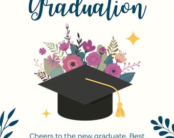 Floral Graduation Card: Editable Canva Template (digital Download) - Etsy