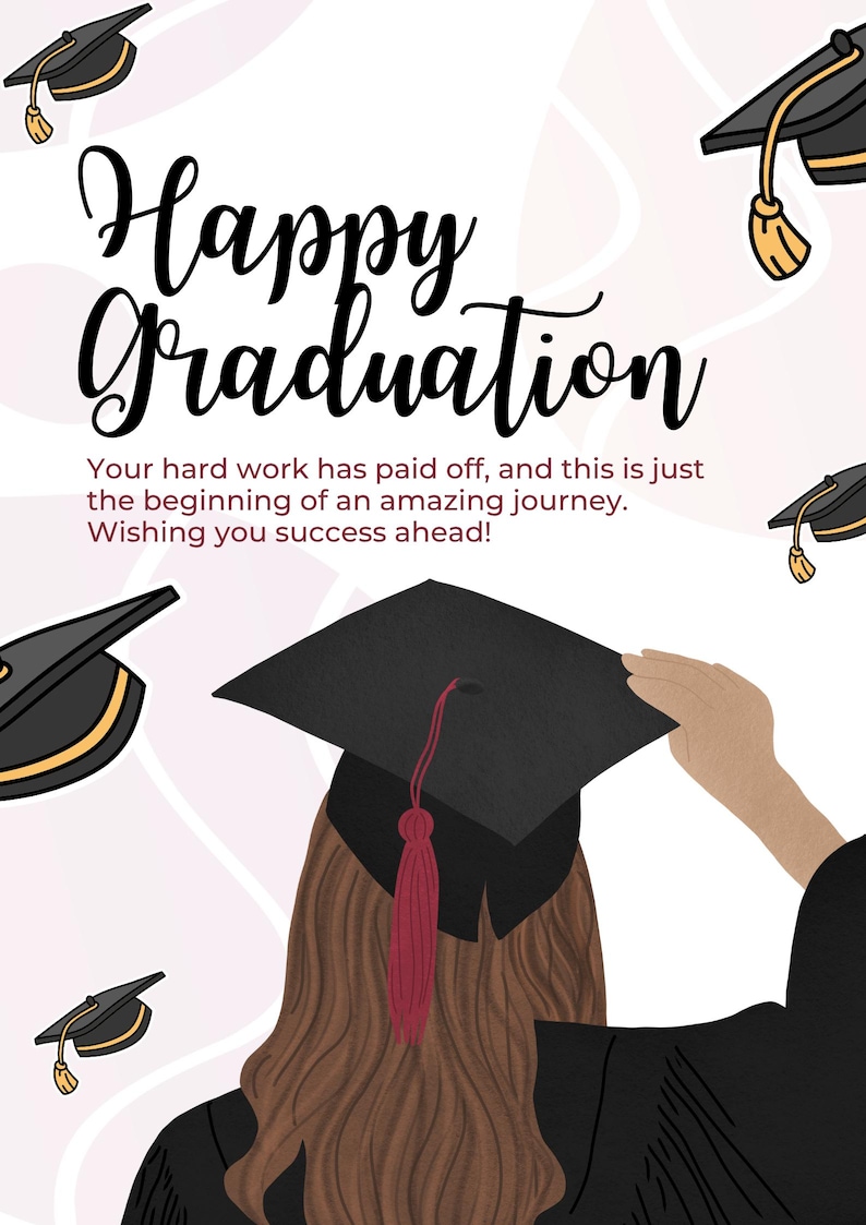 Graduation Card: Class of 2025, Female Graduate Art (digital Download ...