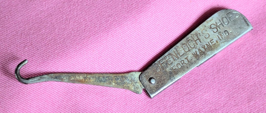 Vintage Metal Advertising Folding Shoe Button Hook - Ofenloch's Shoes ...