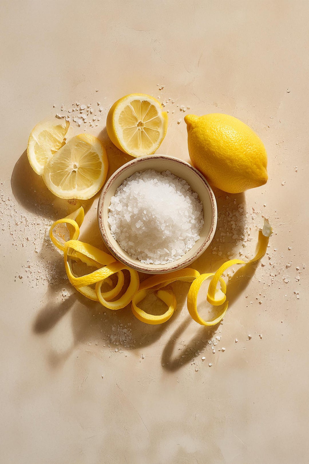 Lemon & Sea Salt Kitchen Art Print · Mediterranean Minimalist Wall ...