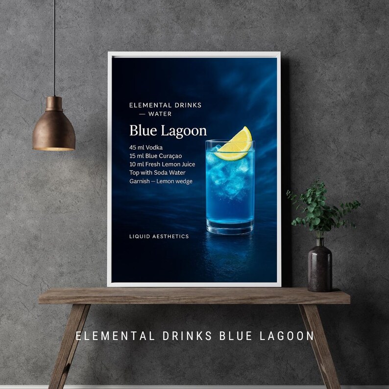 Elemental Drinks — Blue Lagoon (water) | Fine Art Cocktail Print ...