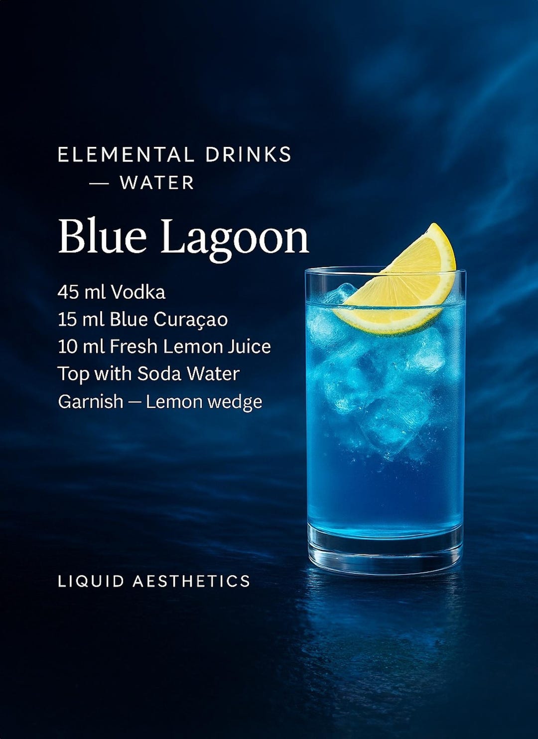 Elemental Drinks — Blue Lagoon (water) | Fine Art Cocktail Print ...