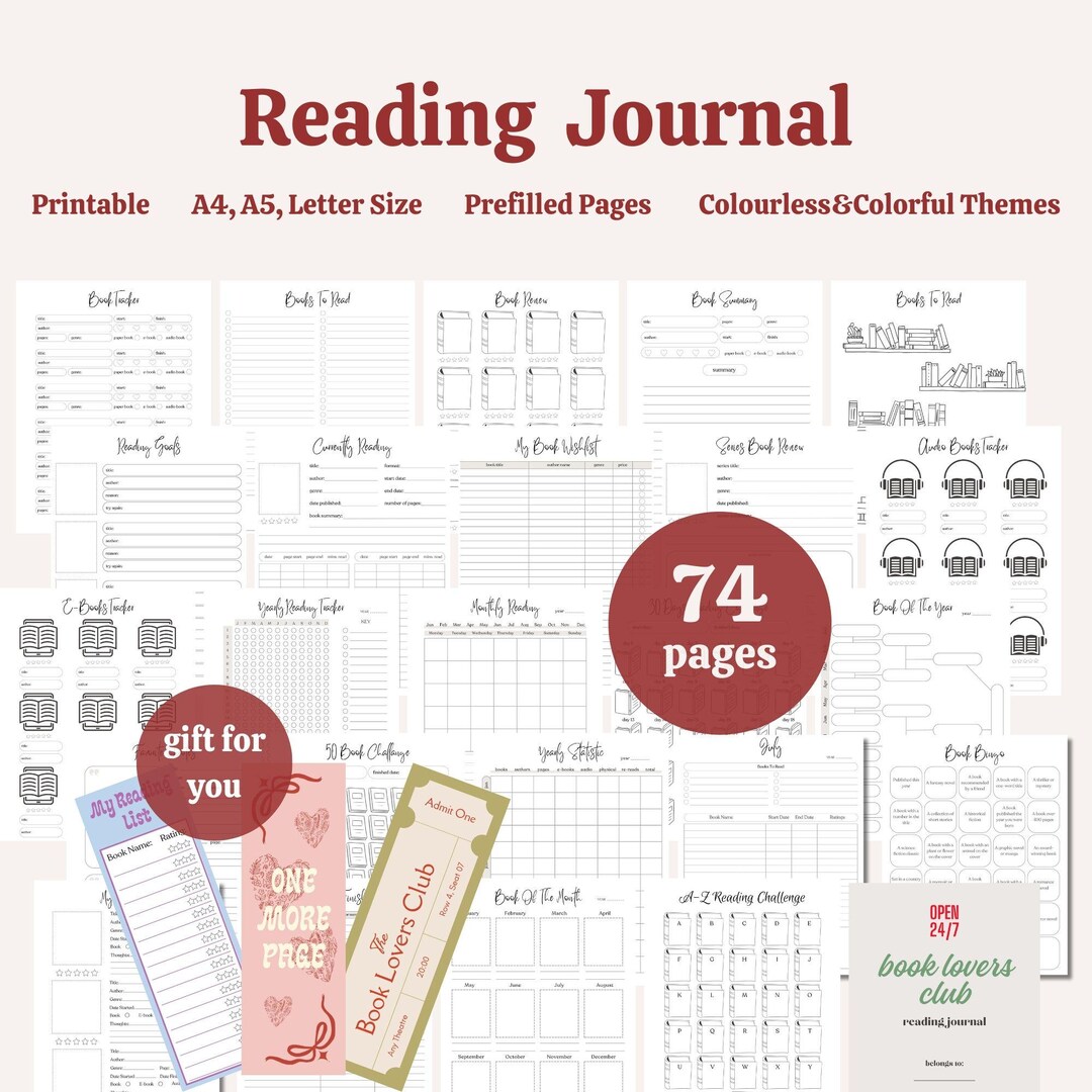 Reading Journal Printable, Reading Log, Reading Planner, Book Tracker ...