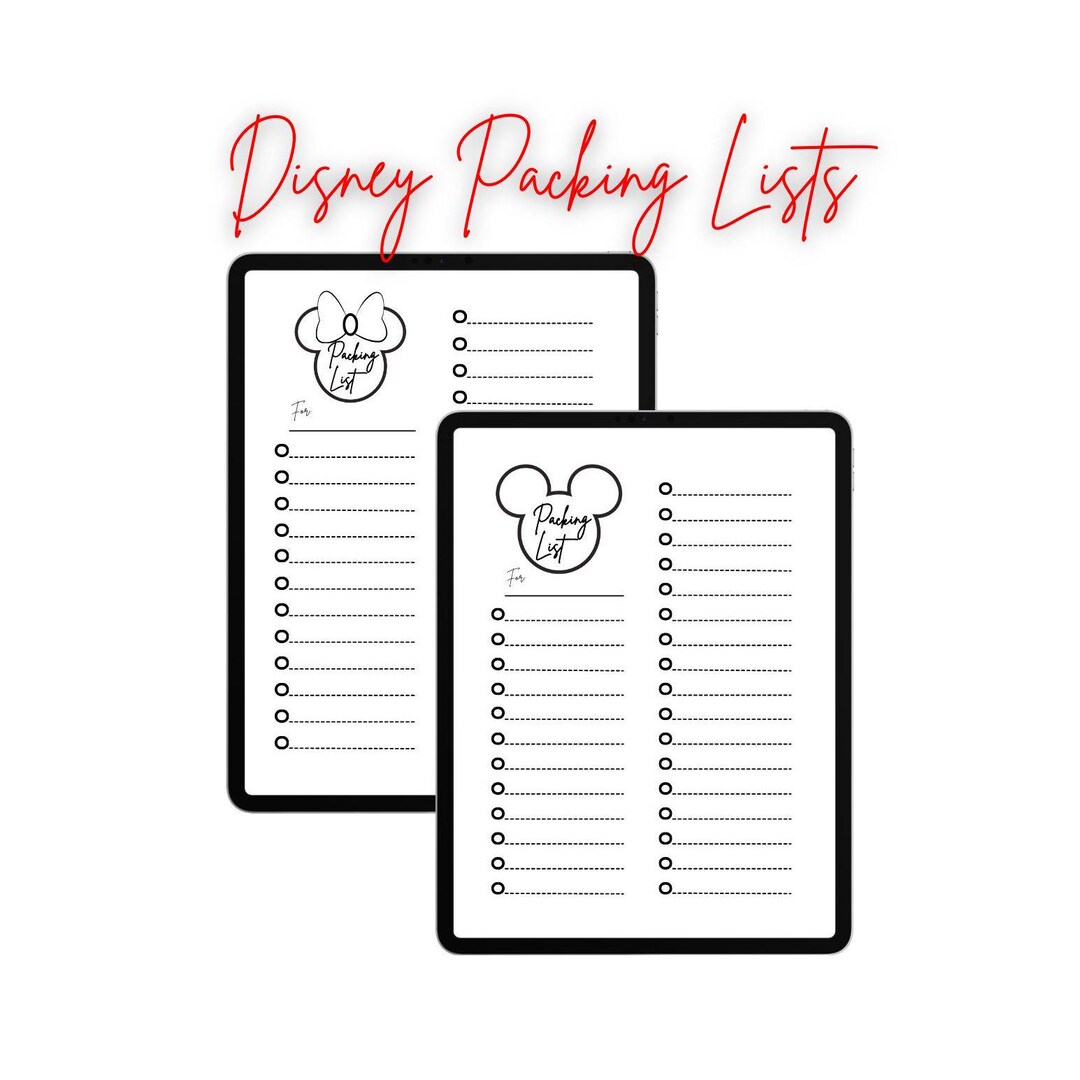 Disney Packing List Template, Digital Prints, Digital Download ...