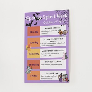 Spooky Spirit Week Template – Editable School Spirit Days for Fall ...