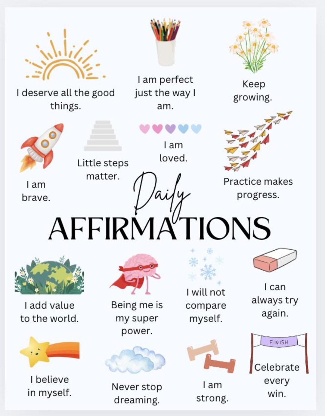 Daily Affirmations Poster - Etsy