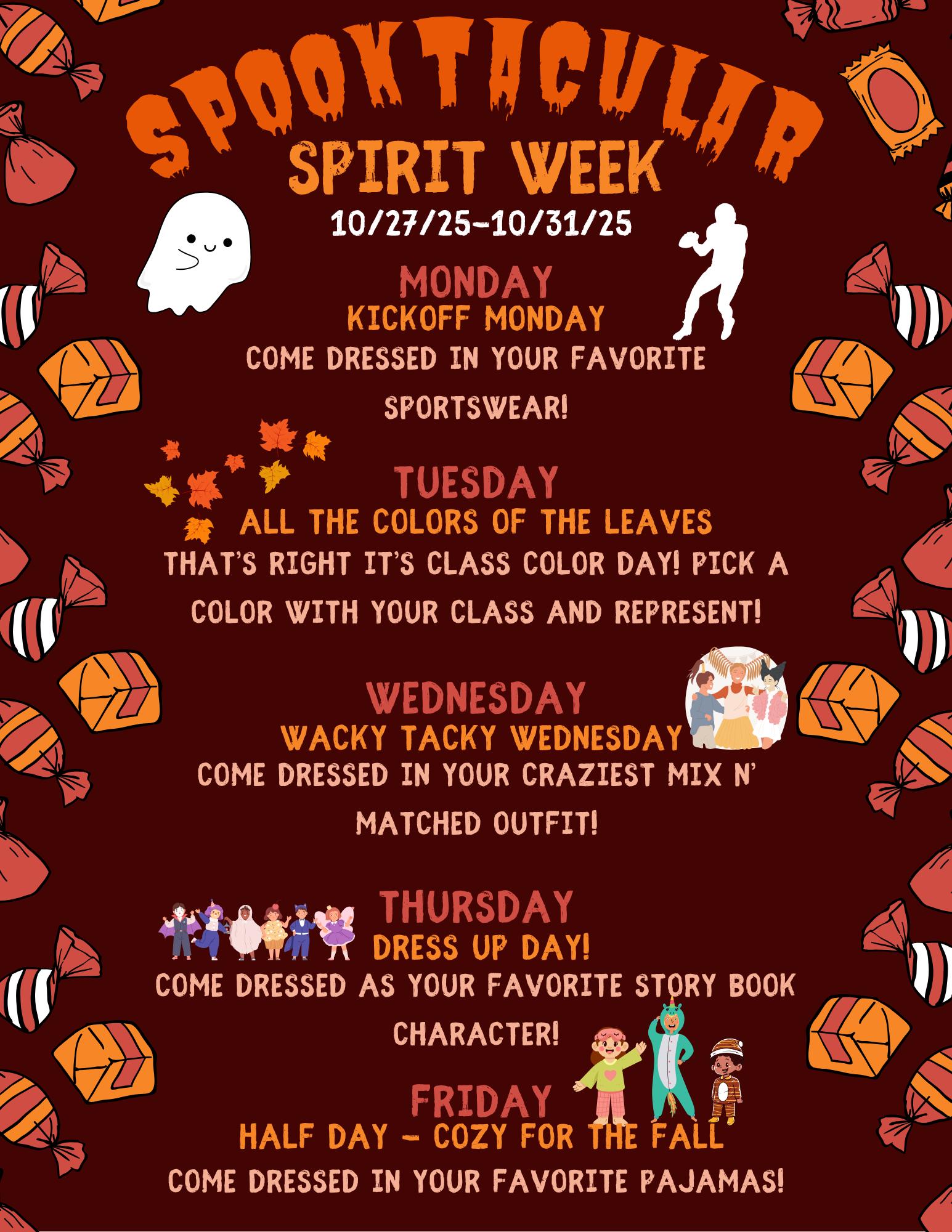 Spooktacular Spirit Week Template: Editable School Theme Days Planner ...