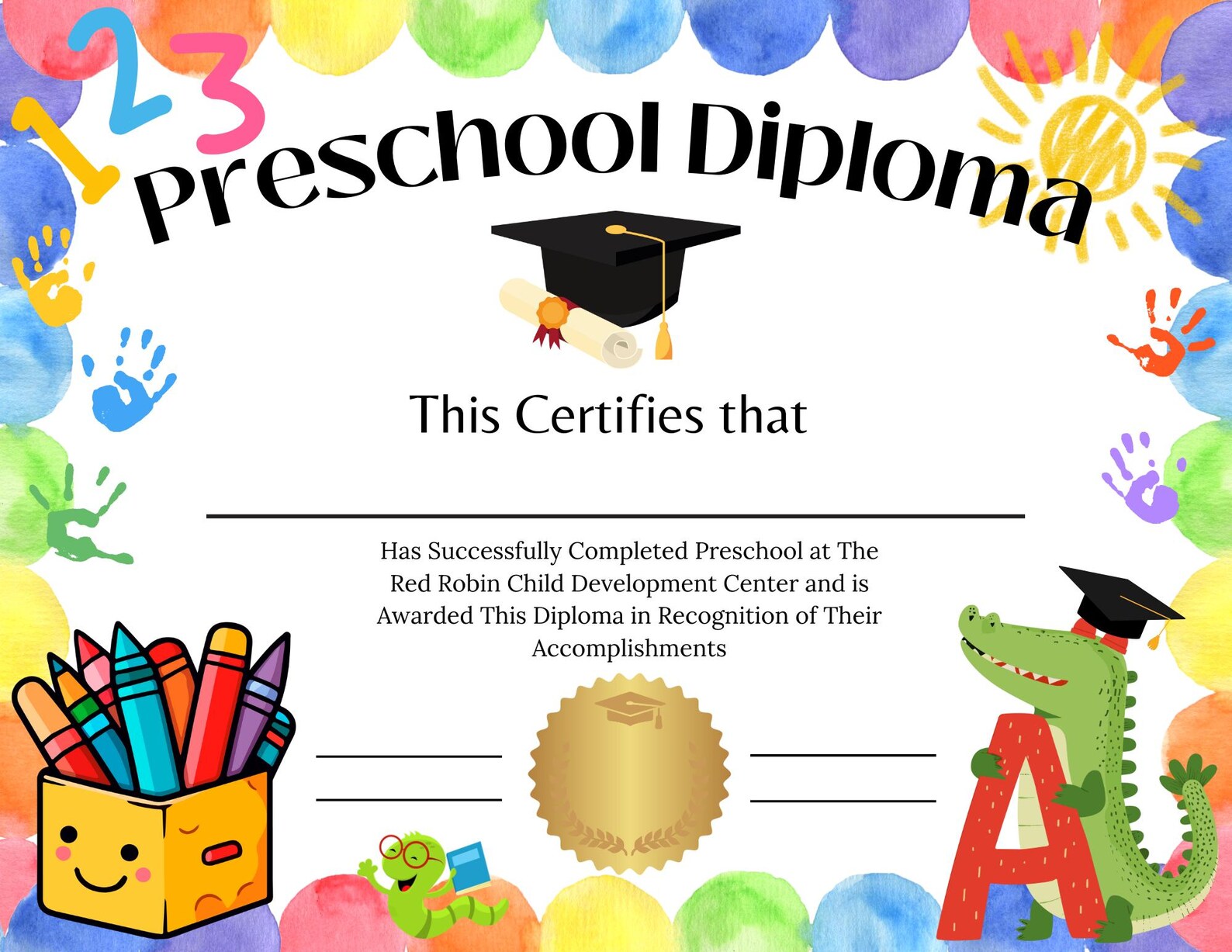 Editable Preschool Diploma Template (digital Download) - Etsy