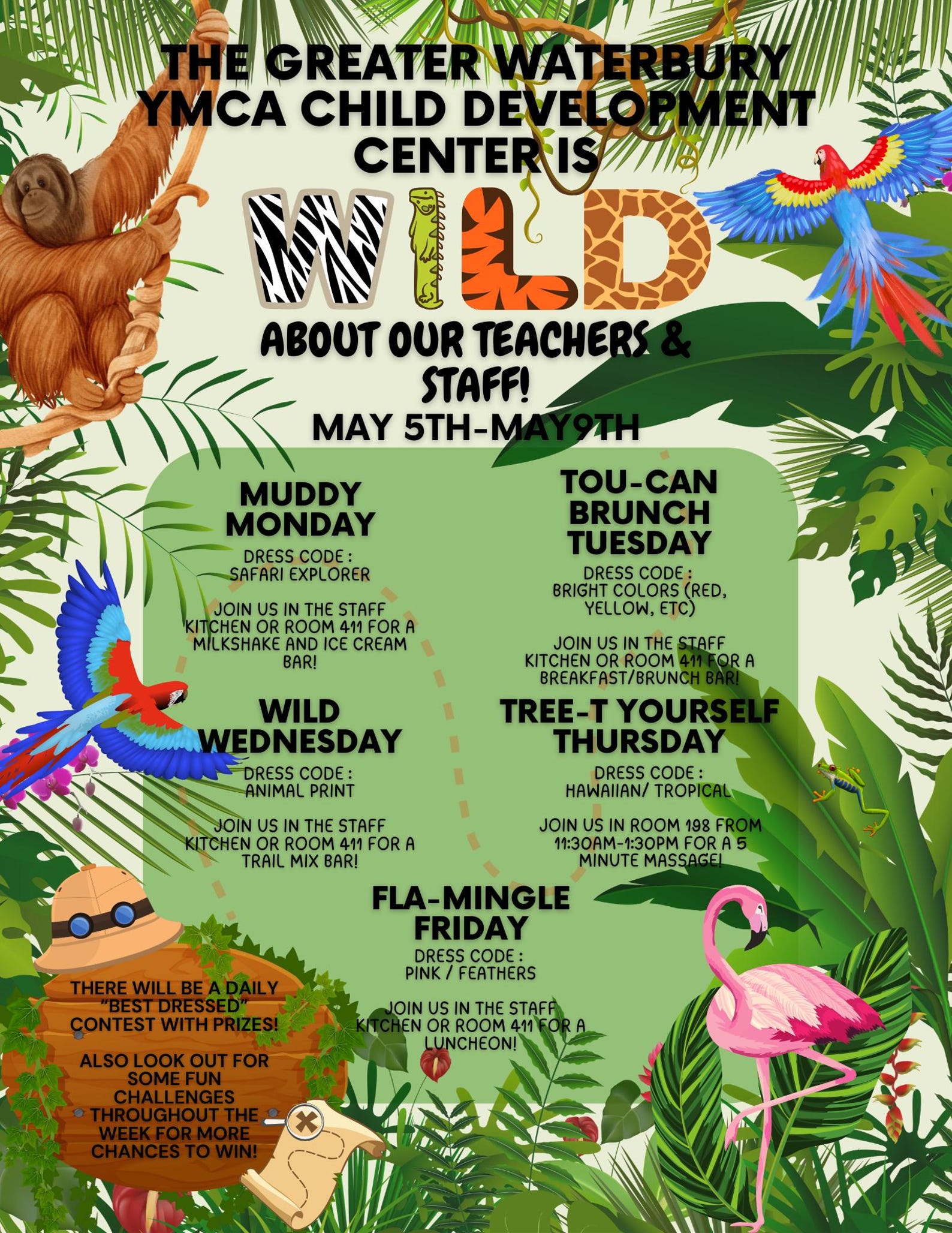 Jungle Theme Teacher Appreciation Week, Editable Canva Template, Fun ...