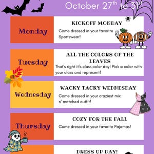Spooky Spirit Week Template – Editable School Spirit Days for Fall ...