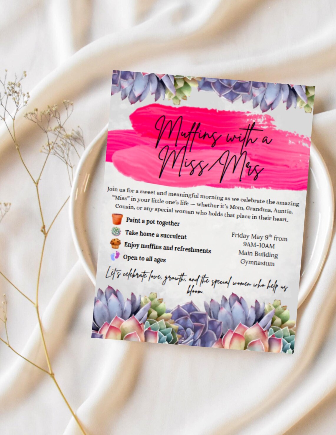 Muffins With a Miss/mrs. Event Flyer: Editable School Template - Etsy