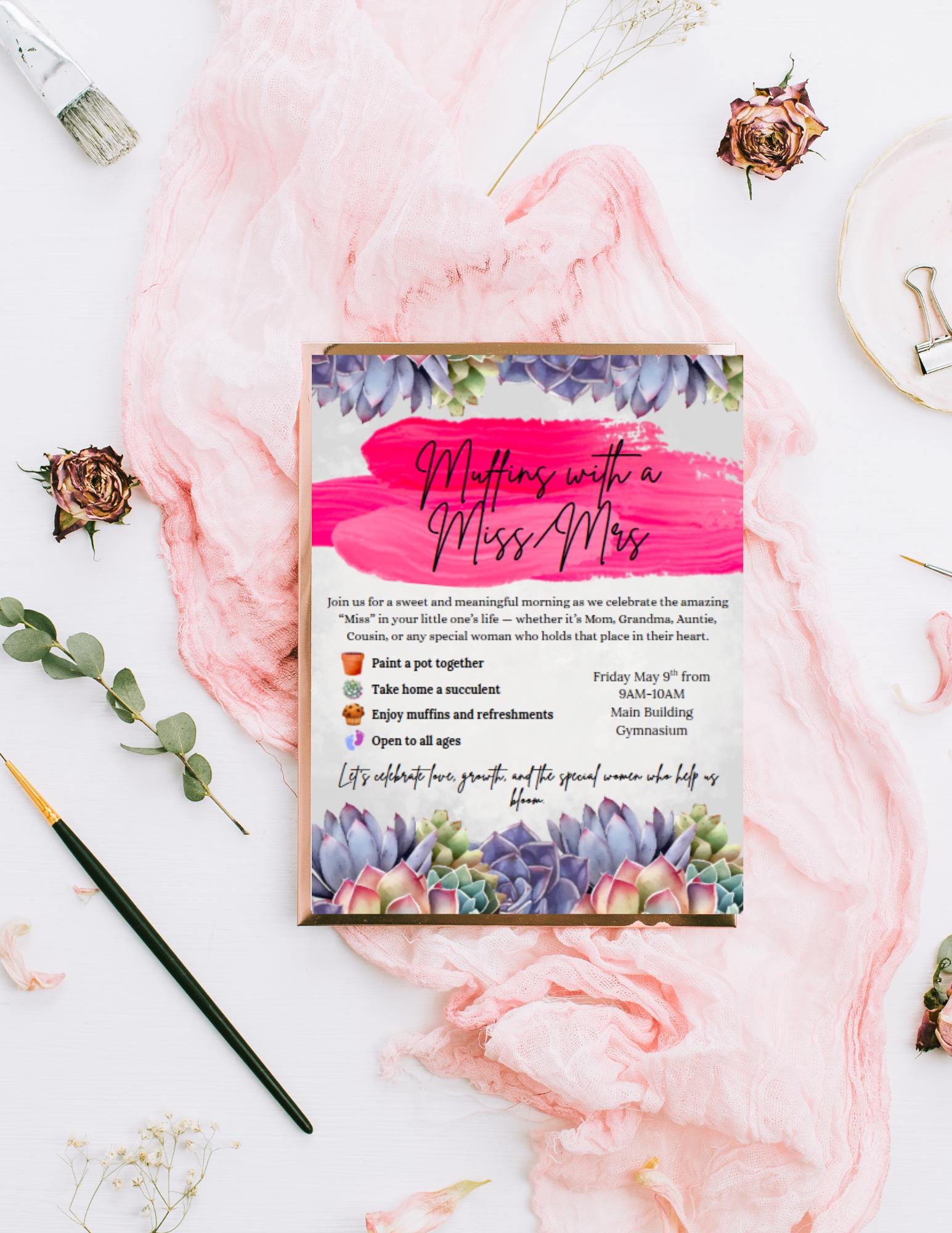 Muffins With a Miss/mrs. Event Flyer: Editable School Template - Etsy