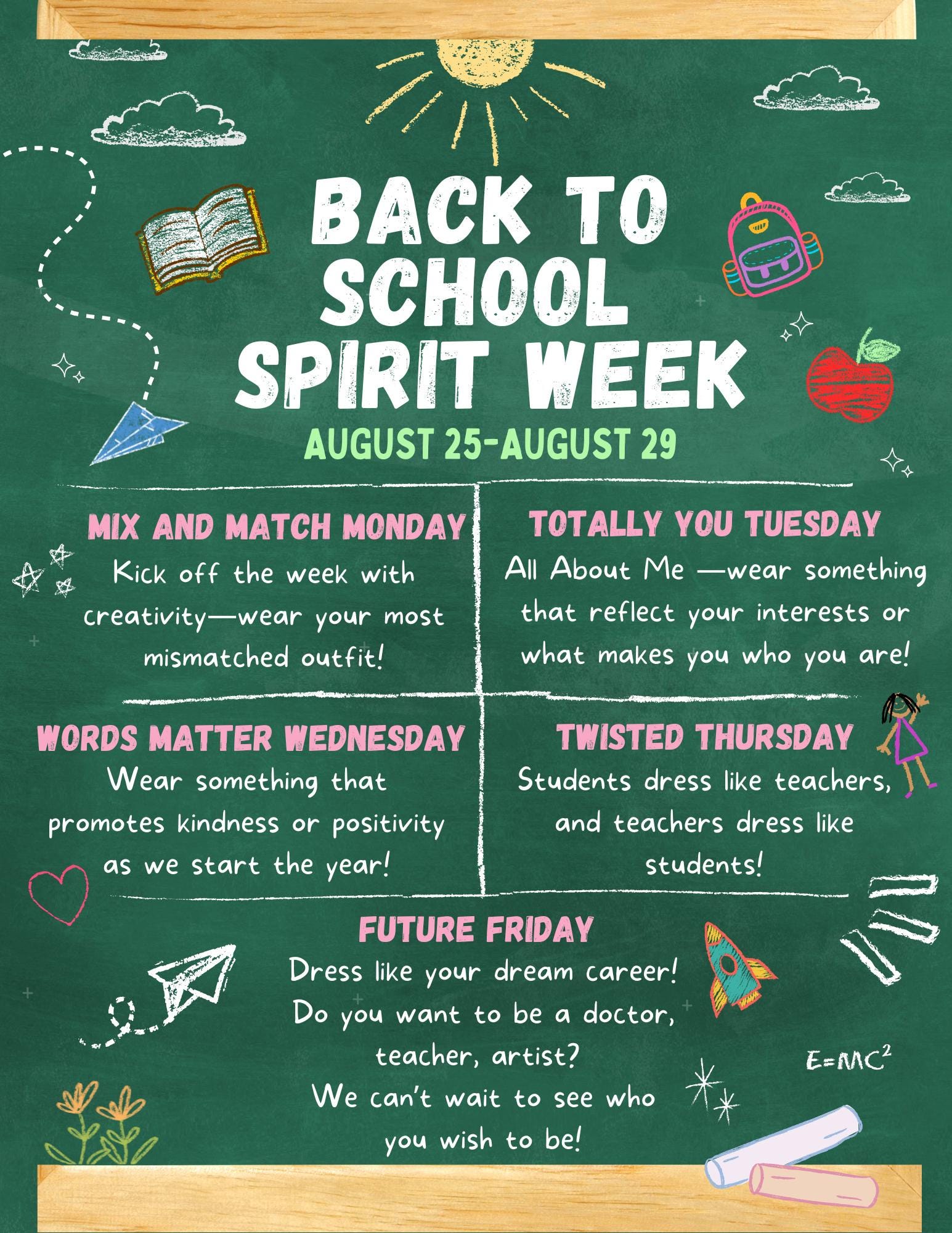 Back to School Spirit Week, Editable Template, Themed Days, School ...