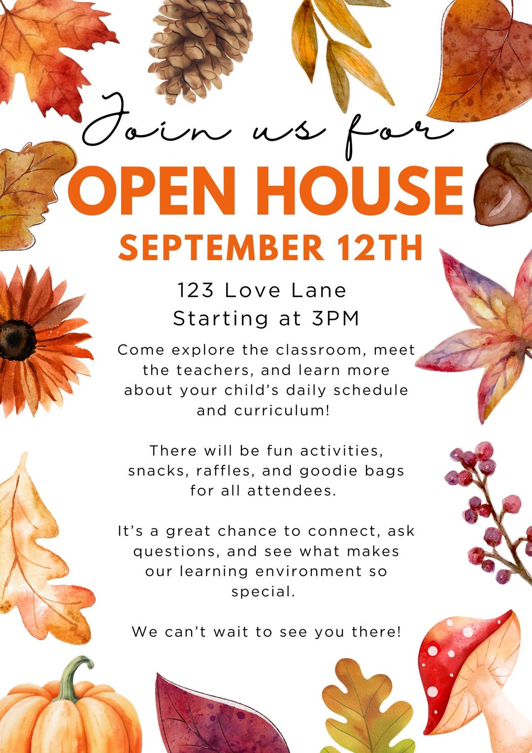 Open House Flyer, Back to School, Editable, Welcome Night, Meet the ...