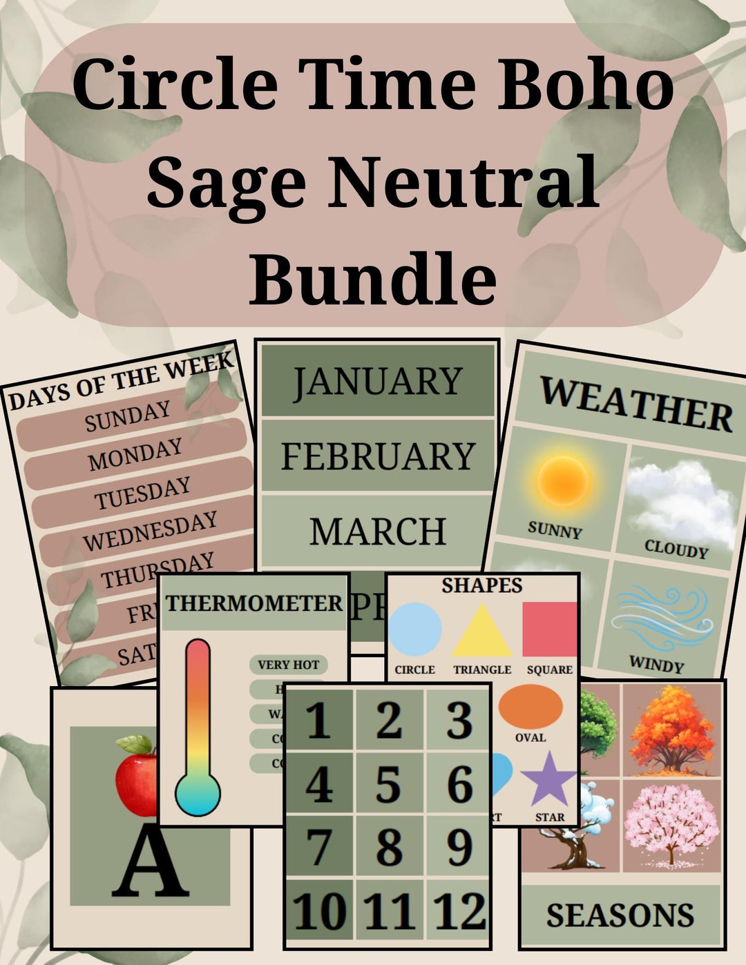 Circle Time Boho Sage Neutral Bundle - Etsy