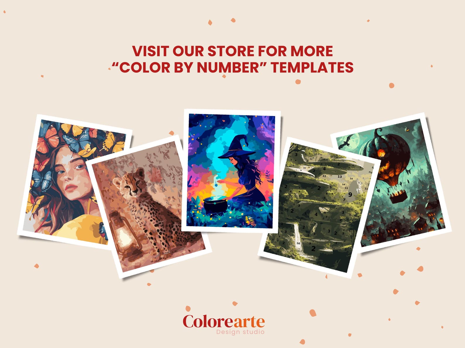 Color by Number Halloween Coloring Pages "the Horror Gate" | Hard Paint ...