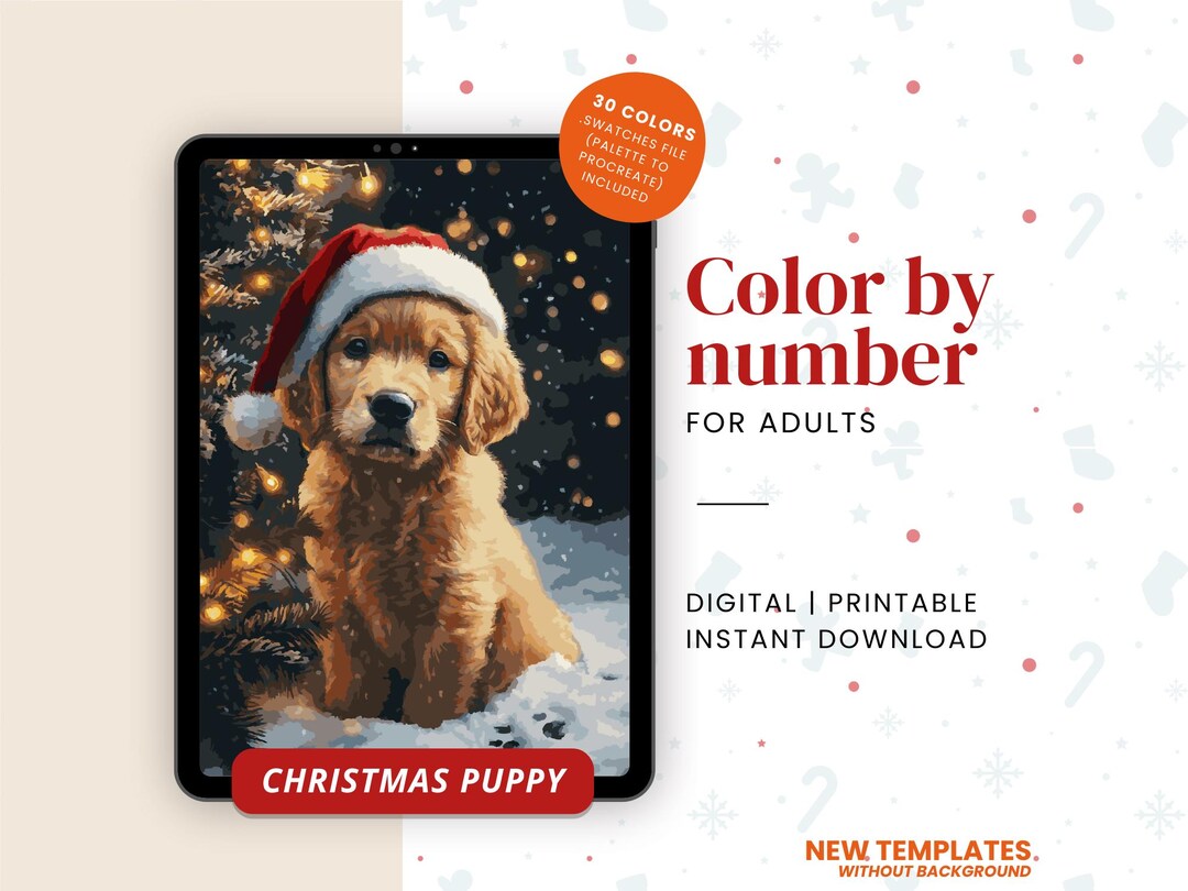 Dog Paint by Number Kit Adult, Digital Color by Number, Dog Coloring ...