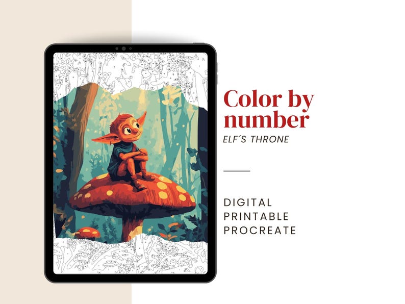 Elf Color by Number | Digital & Printable Paint by Number for Adults ...