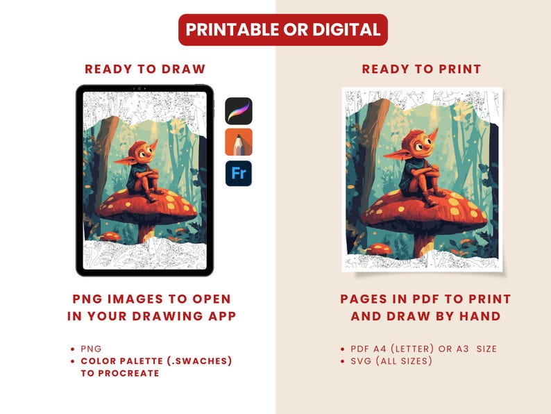 Fantasy Elf Color by Number | Digital & Printable Paint by Number for ...