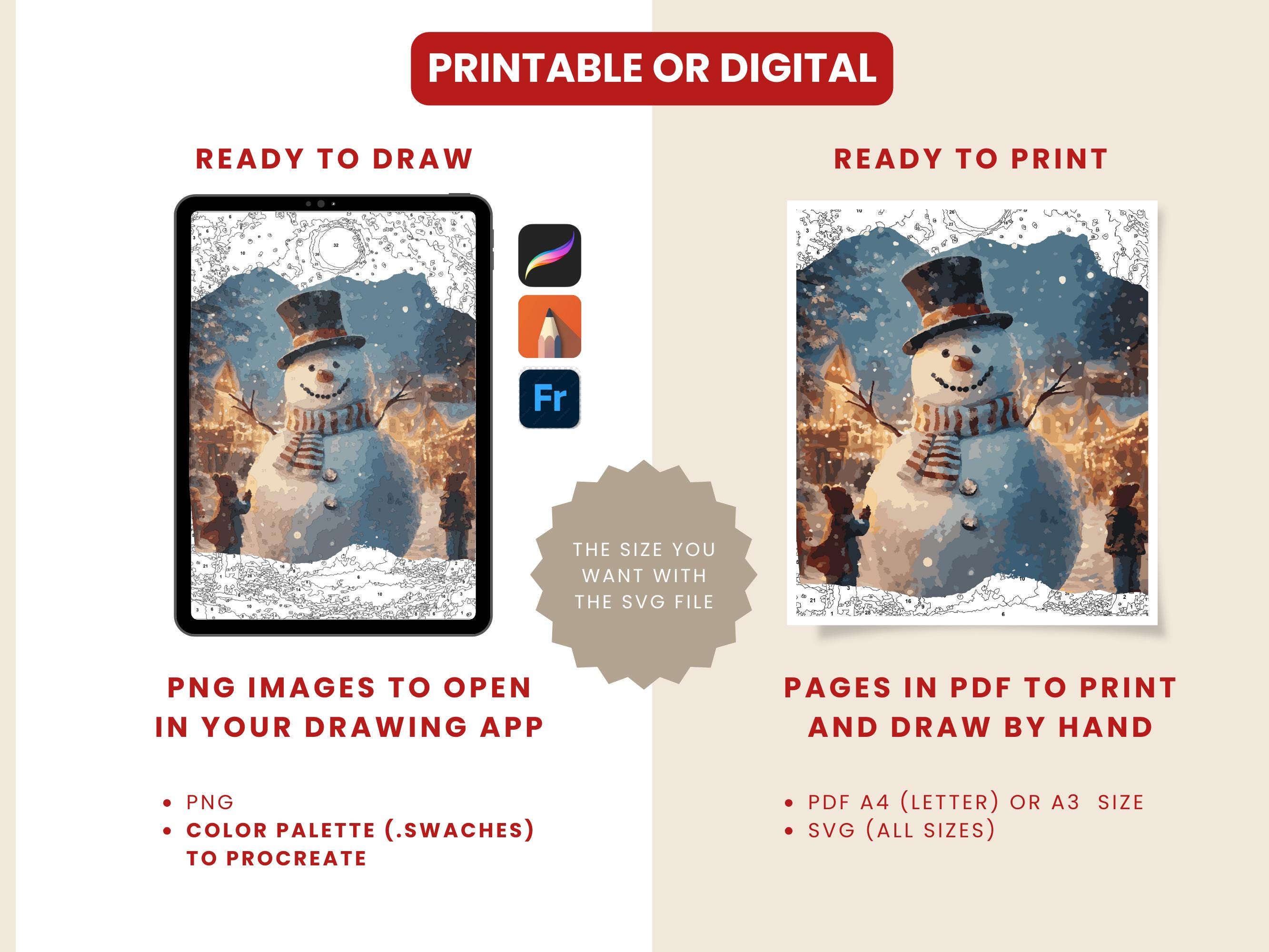 Color by Number Christmas "giant Snowman" | Adult Coloring Christmas ...