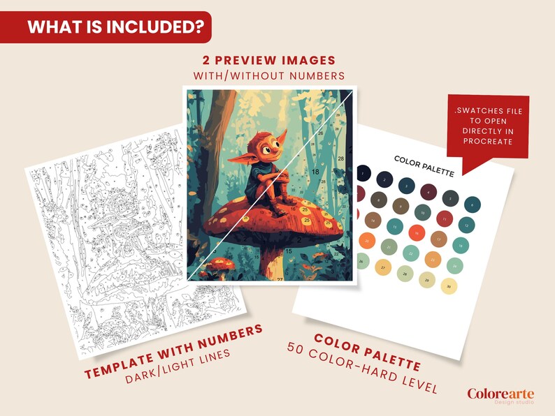 Fantasy Elf Color by Number | Digital & Printable Paint by Number for ...