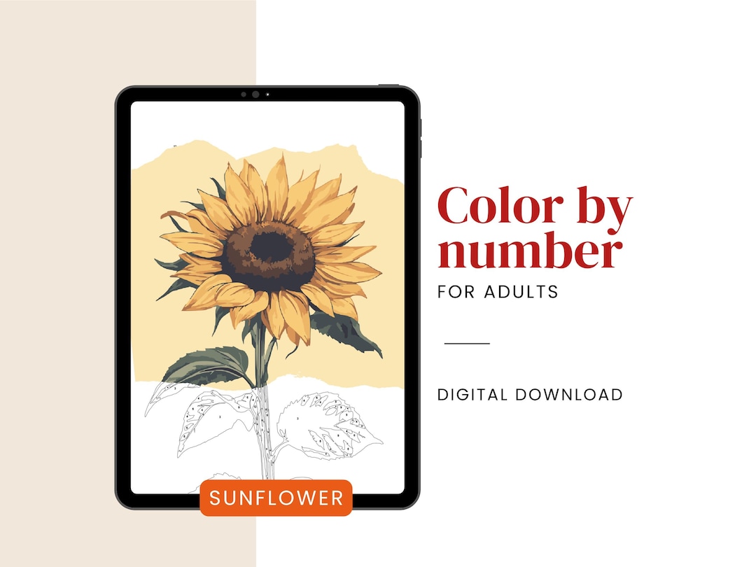Color by Number for Adults Sunflower Paint by Number Print Coloring ...