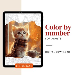 Color by Number for Adults Difficult little Cat Paint by Number Adult ...