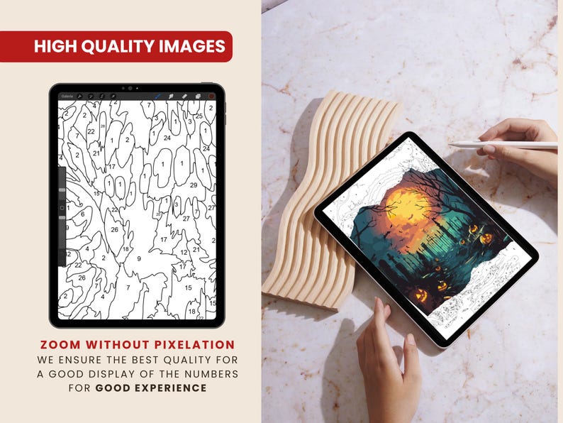 Color by Number Halloween Coloring Pages "the Horror Gate" | Hard Paint ...