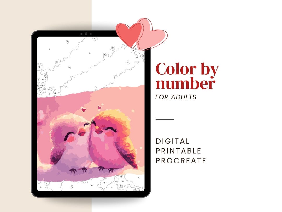 Valentines Color by Numbers for Adults | Paint by Numbers – Digital ...