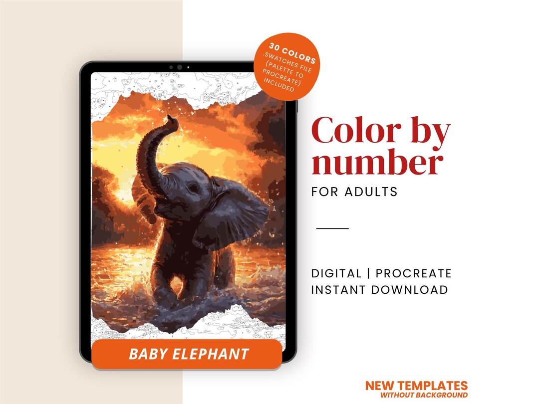Digital Color by Number for Procreate, Animal Paint by Number Adult Kit ...