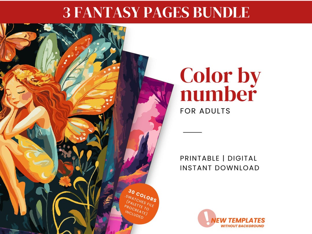 3 Fantasy Color by Number Bundle for Adults , Paint by Numbers Bundle ...