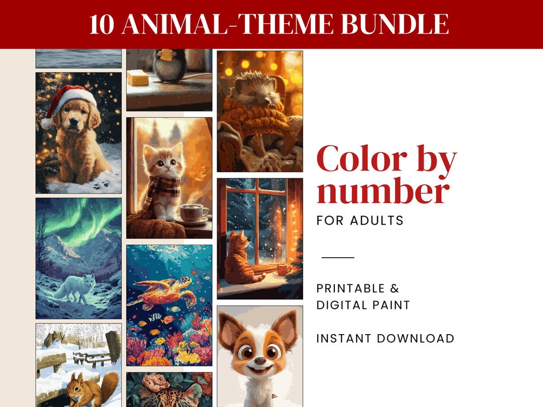 10 Animal Color by Numbers Bundle | Digital & Printable Coloring Pages ...