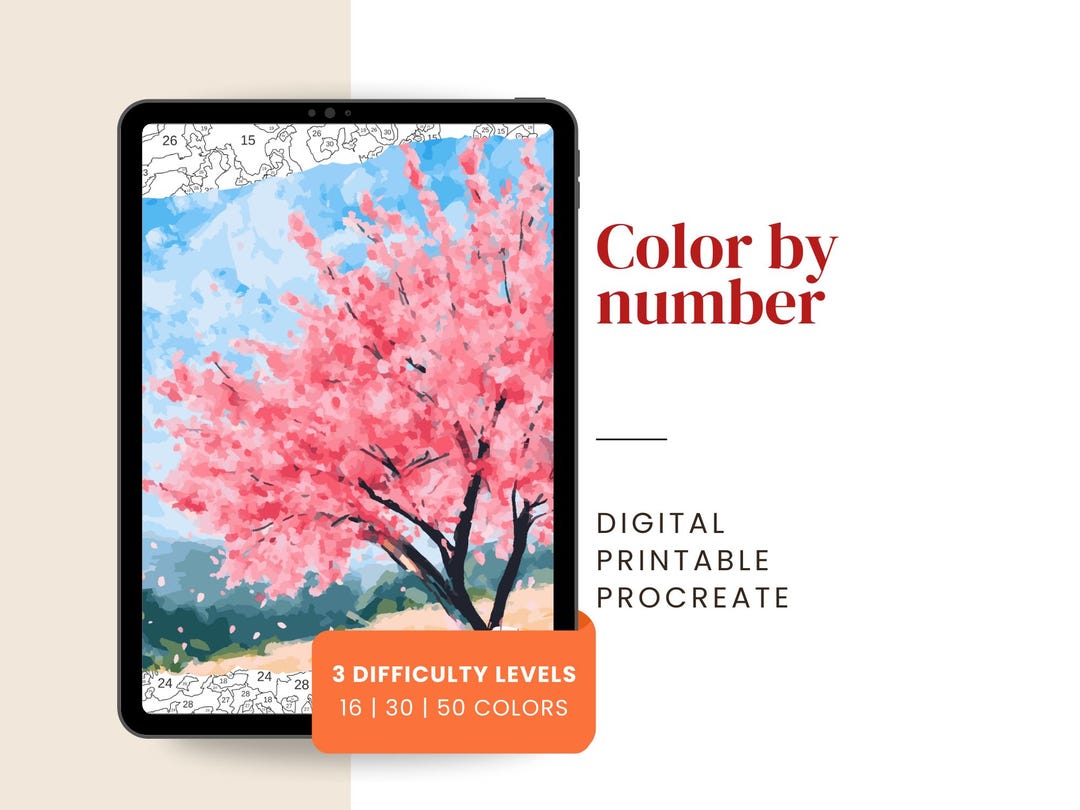 Sakura Tree Paint by Number for Adults – Digital Color by Number for ...