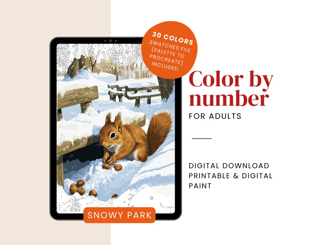 Color by Number for Adults Winter Paint by Number Print Coloring Page ...