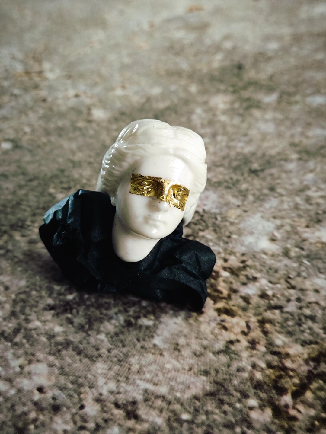 Venus Ring - Handmade Polymer Clay Ring With Gold Mask - Porcelain ...