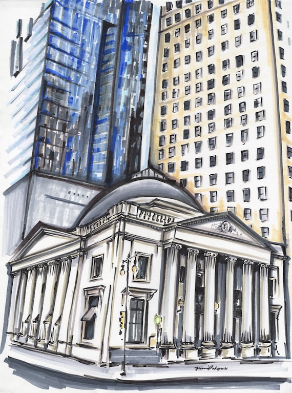 Large Scale Illustration of Philadelphias Ritz Rotunda | Etsy