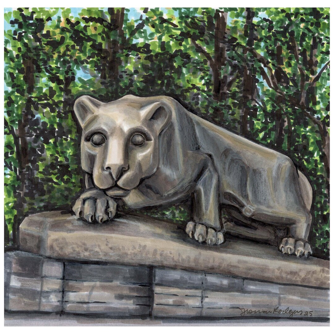 Original Pencil and Marker Illustration of the Penn State Lion Staute ...