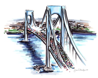 Verrazano Bridge Print Verrazano Bridge Architectural Print New York ...